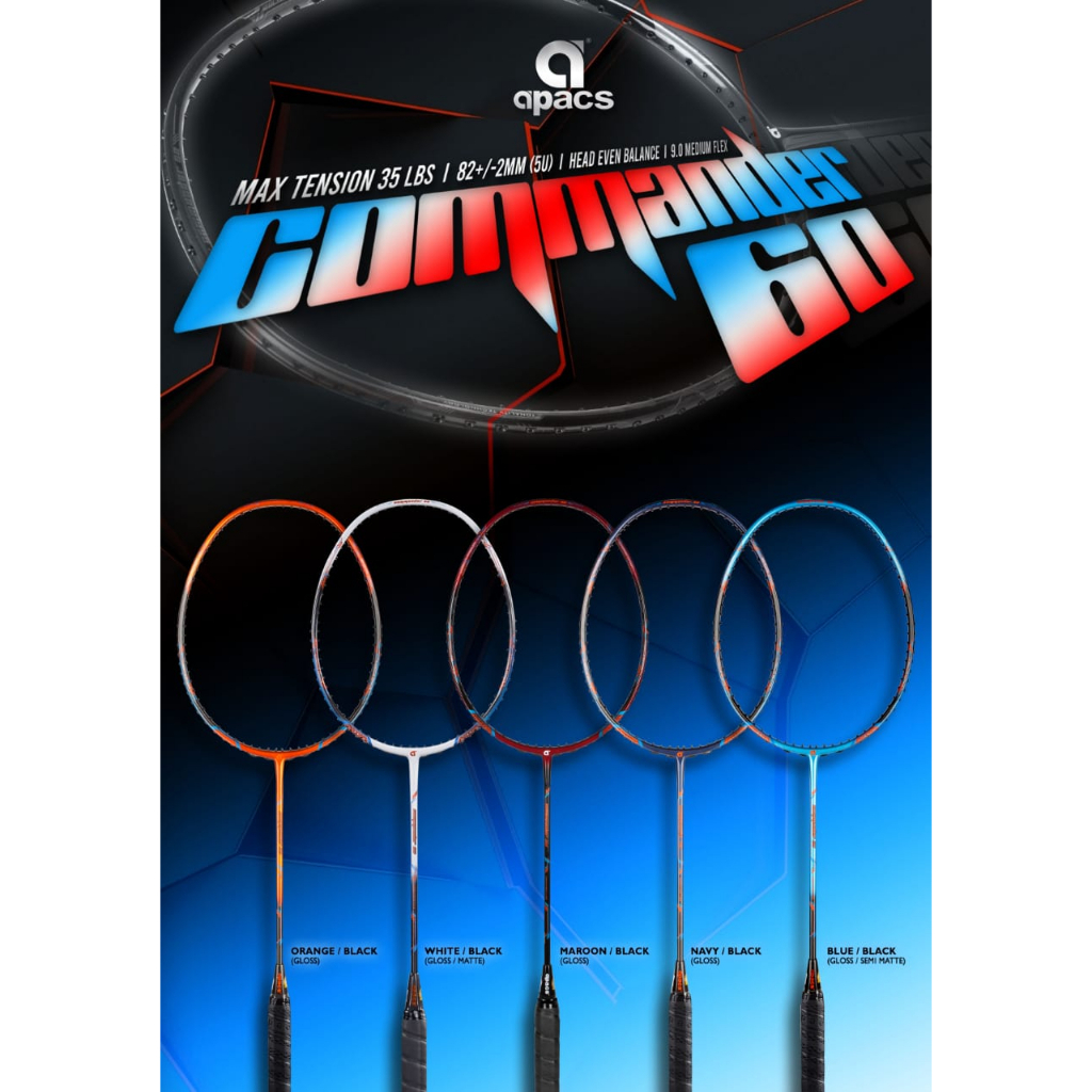 Apacs Commander 60 Badminton Racket 5U (Racket Only) | Shopee Singapore