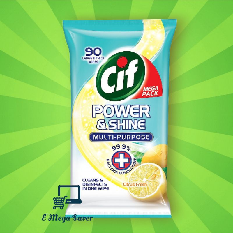 Cif Power & Shine Multi-purpose Disinfecting Wipes (90sheets) | Shopee ...