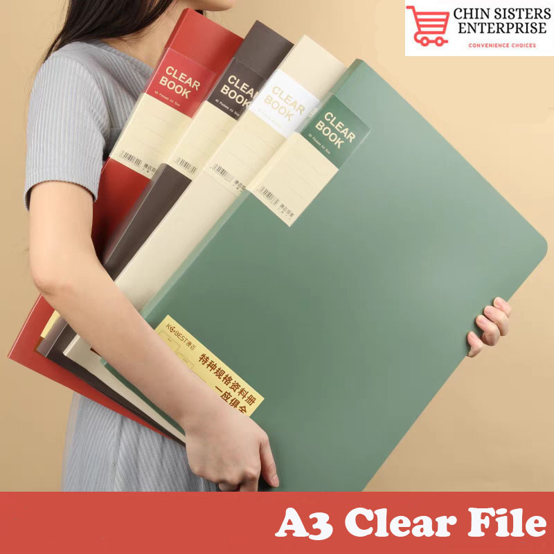 A3 Clear File 20 | 40 | 60 Pockets KOBEST Quality File Folder Holder ...