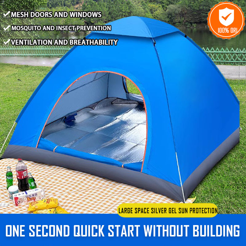 Khemah Camping Tent 1- 4 Persons Family Tents UV Resist Automatic Tent ...