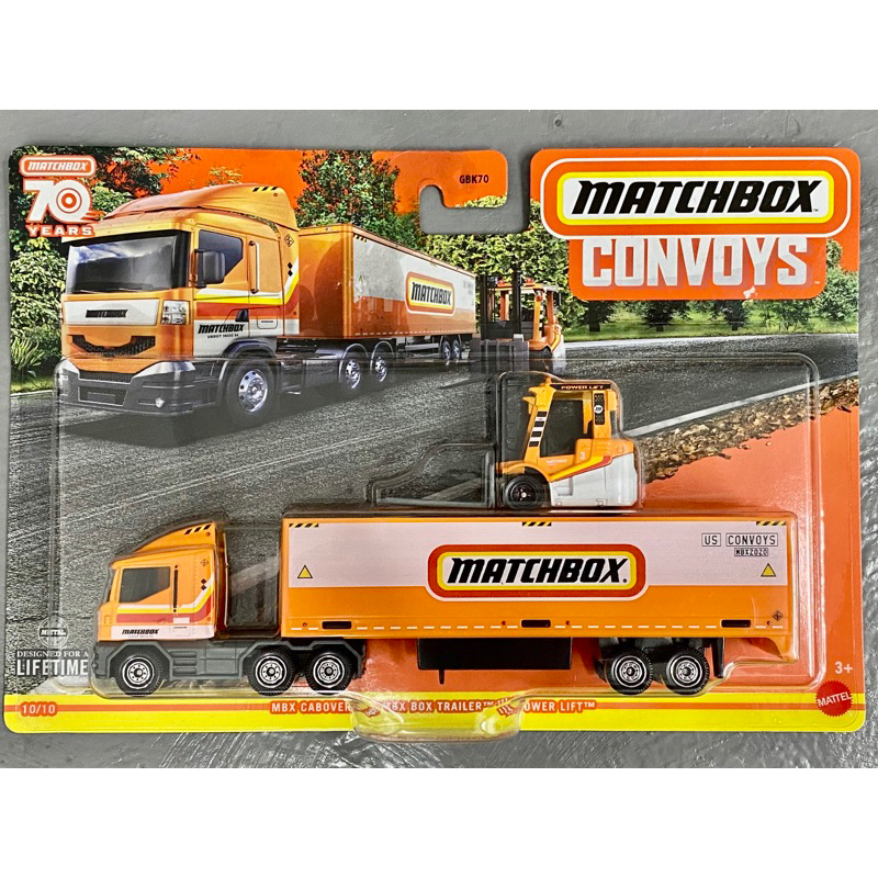 MBX Matchbox Convoys CABOVER BOX TRAILER POWER LIFT Orange Lorry ...