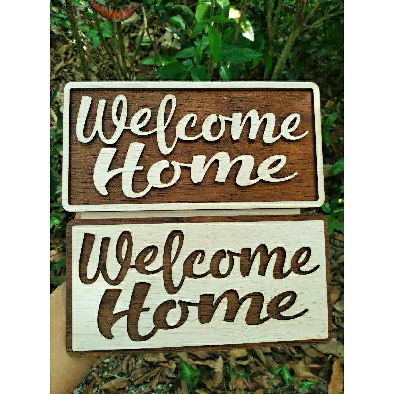 3D Welcome Home Sign Board Wall Door Home Deco Wooden Kayu Plywood ...