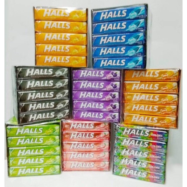 Halls Candy 20 sticks (1 Box) - Mentholyplus Mint/Extra Strong/Vita-C ...