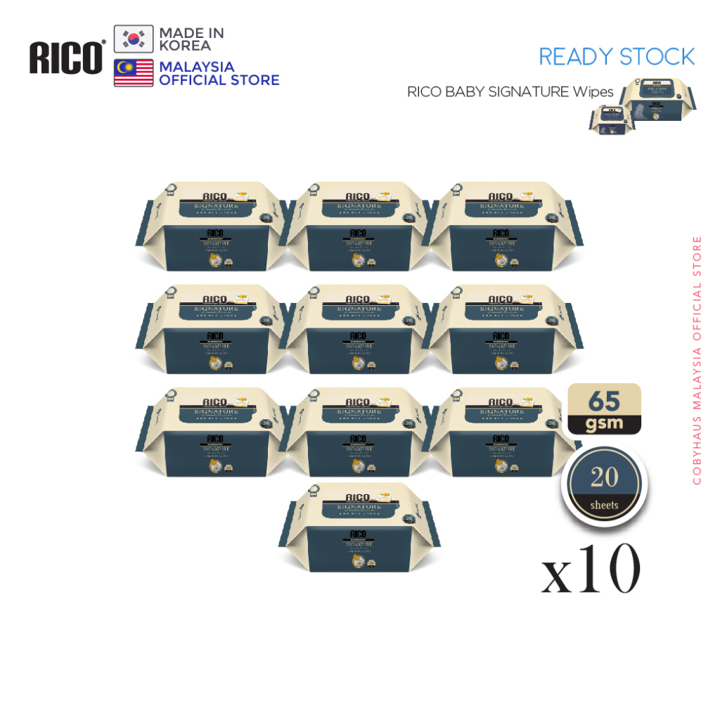 RICO Korea Baby Wet Wipes Signature (20 Sheets x 10 Packs) | Shopee ...