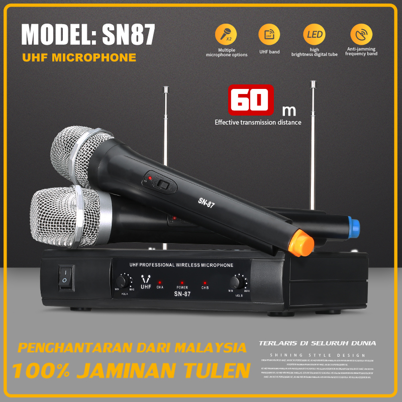 SN-87 Wireless Microphone UHF Home Audio Microphone 50m Reception ...