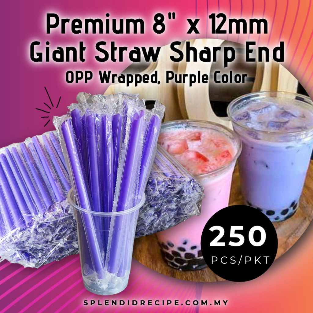 8" x 12 mm Giant Straw OPP Wrapped | Individual Pack | Disposable ...