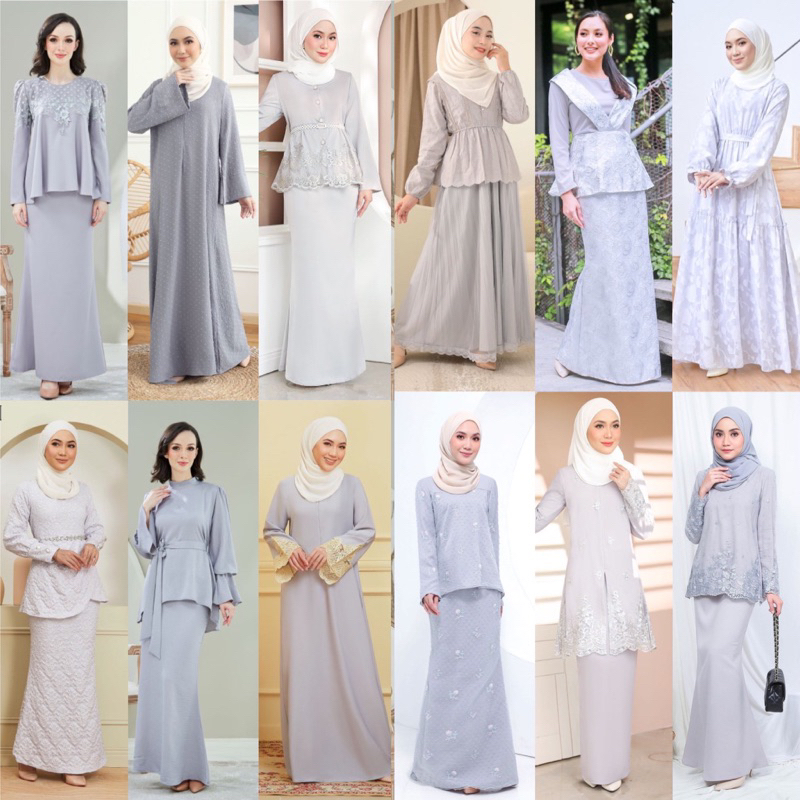 (S-XL) GREY KELABU TEMA BAJU KURUNG MODERN DRESS BRIDESMAID WEDDING ...