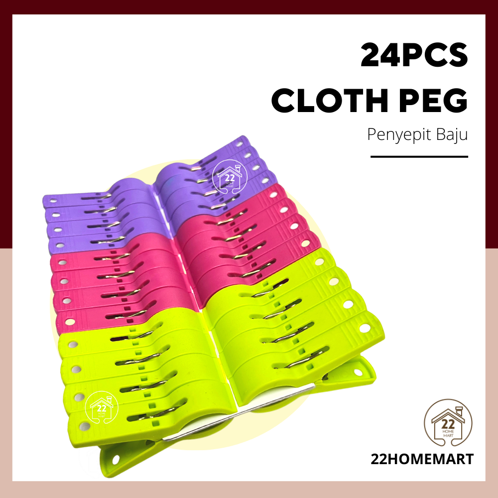 Plastic Cloth Pegs 24pcs | Penyepit Baju 衣夹 | Shopee Singapore