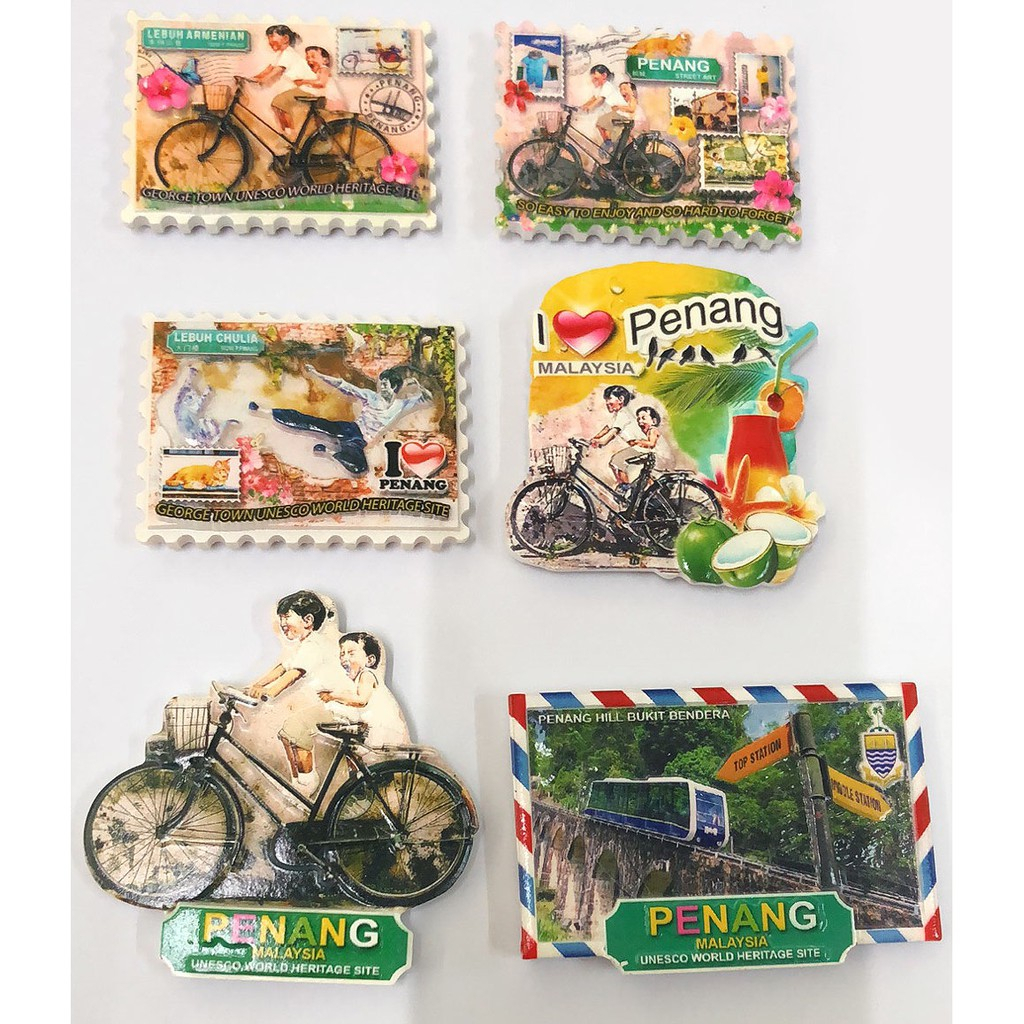 Souvenir PENANG 三旅 RESIN FRIDGE MAGNET PENANG Nutmeg记游品 树燃脂三冰箱贴 PENANG ...