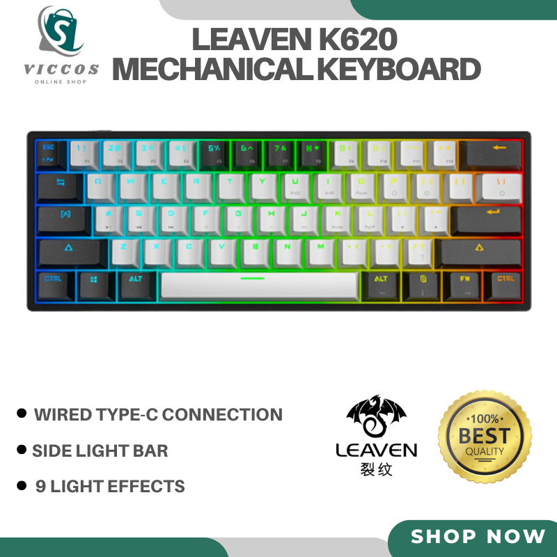 Leaven Detachable Type-C RGB Lighting Mechanical Keyboard 61 Keys K-620 ...