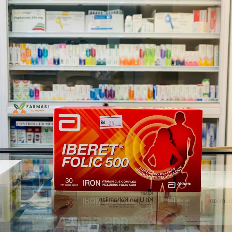 | IBERET FOLIC 500 IRON VITAMIN C , B COMPLEX including FOLIC ACID ( 30 ...