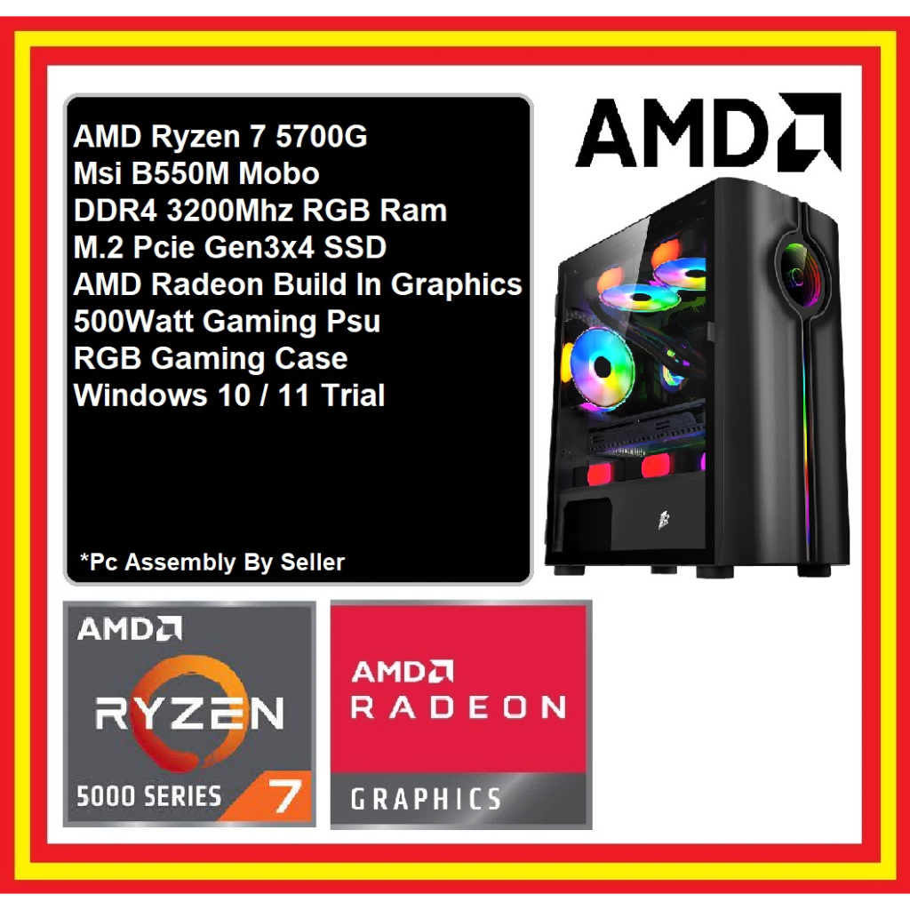 Gaming Value Pc Desktop AMD Ryzen 7 5700G/16GB/512GB SSD/AMD Vega/550W ...