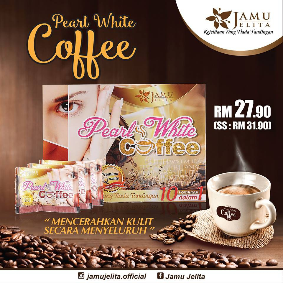 Jamu Jelita Pearl White Coffee Kopi KOTAK 10'S X 15G & BOTOL 400G ...