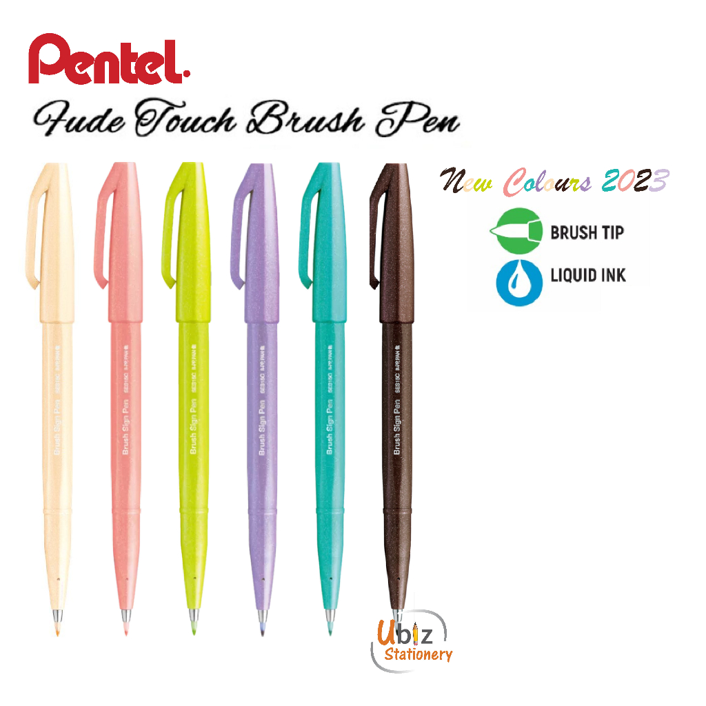 Pentel Fude Touch Brush Sign Pen Flexible Tip SES15C (2023 New Colours ...