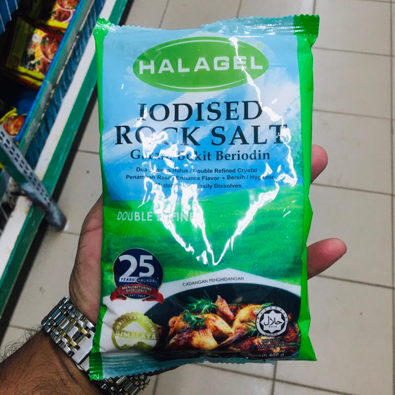 Garam bukit beriodin Rock Salt Iodised Halagel Double refine 400g ...