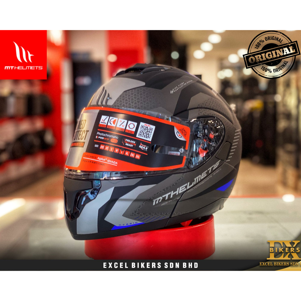 MT HELMET ATOM HYBRID F7 MATT BLUE / MT HELMET / MODULAR HELMET / MT ...