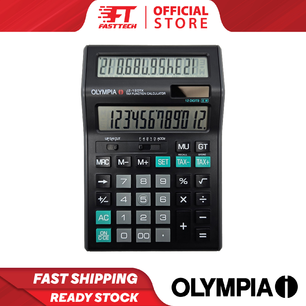 OLYMPIA JZ-120TX Electronic Desktop Calculator with Dual Display, 3 ...