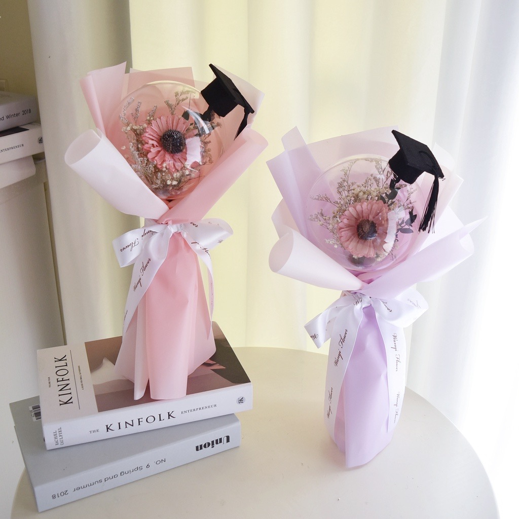 Transparent Acrylic Ball Soap Sunflower Baby breath flower graduation ...