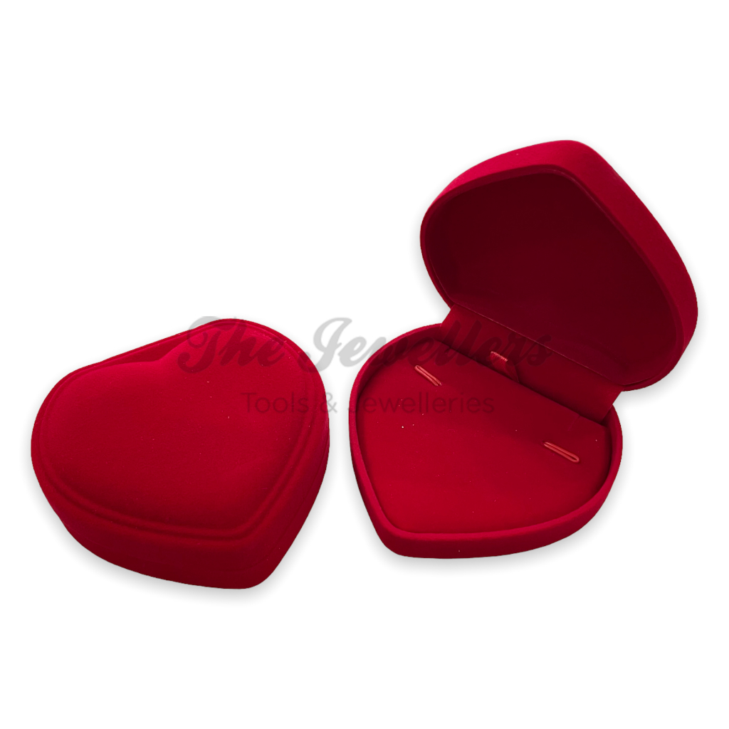 Red Velvet Heart Shape Jewellery Set Box 8.2 x 8.7cm | Shopee Singapore