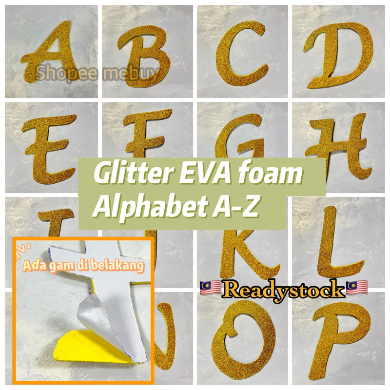 [2inch] Sticker huruf|Custom glitter EVA foam alphabet A-Z | Huruf foam ...