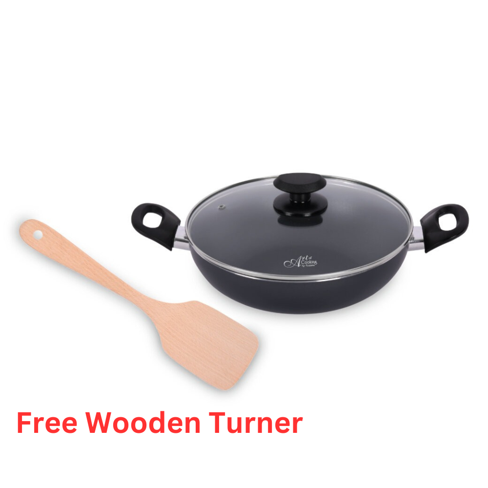 Zebra 26cm Wisdom Non Stick Wok Pan with Glass Lid (FOC Wooden Turner ...