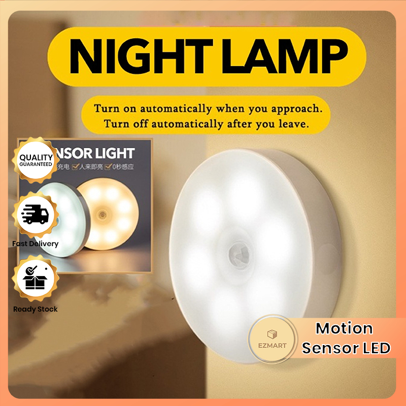 Motion Sensor LED Wireless Night Light Bedroom Lamp USB Kitchen Lamp ...
