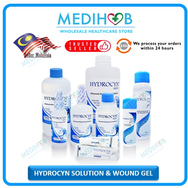 Hydrocyn Aqua Solution (100ML / 250ML/ 500ML) Aqua Wound Gel (15g ...
