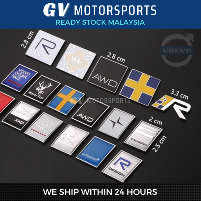 Volvo 3D Metal R Design AWD Moose Badge Decals Car Sticker V40 V60 V90 ...