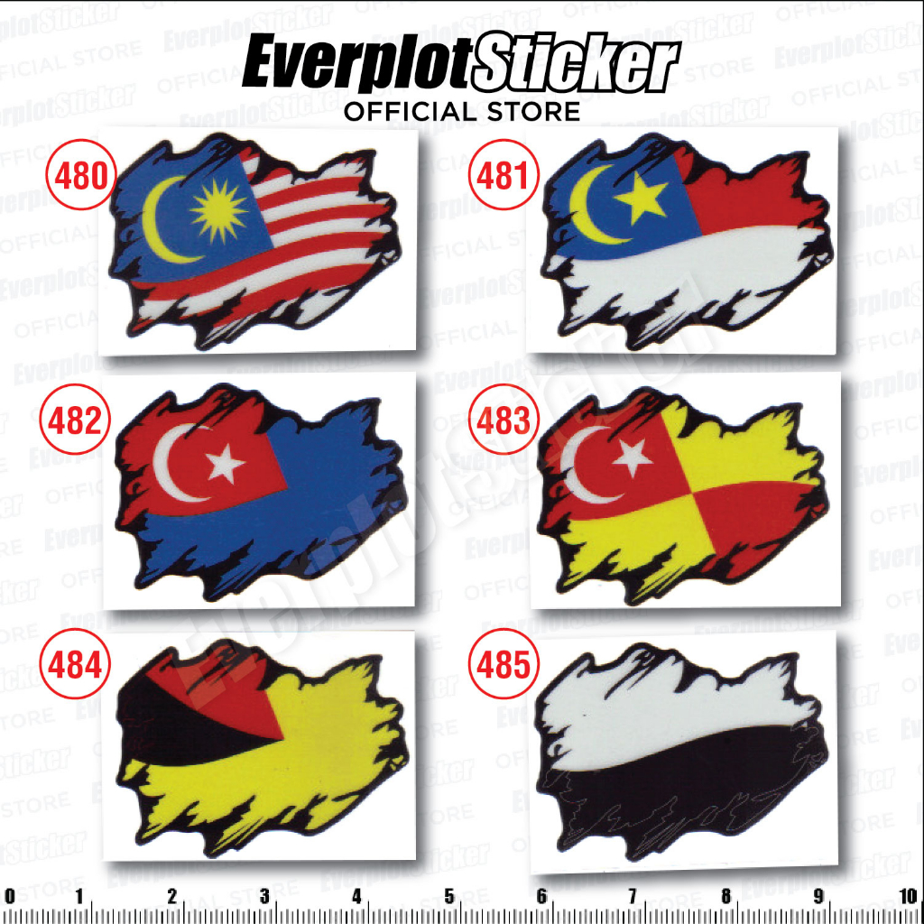 Sticker Bendera / Flag , Negeri johor, melaka,kedah,sarawak,sabah,perak ...