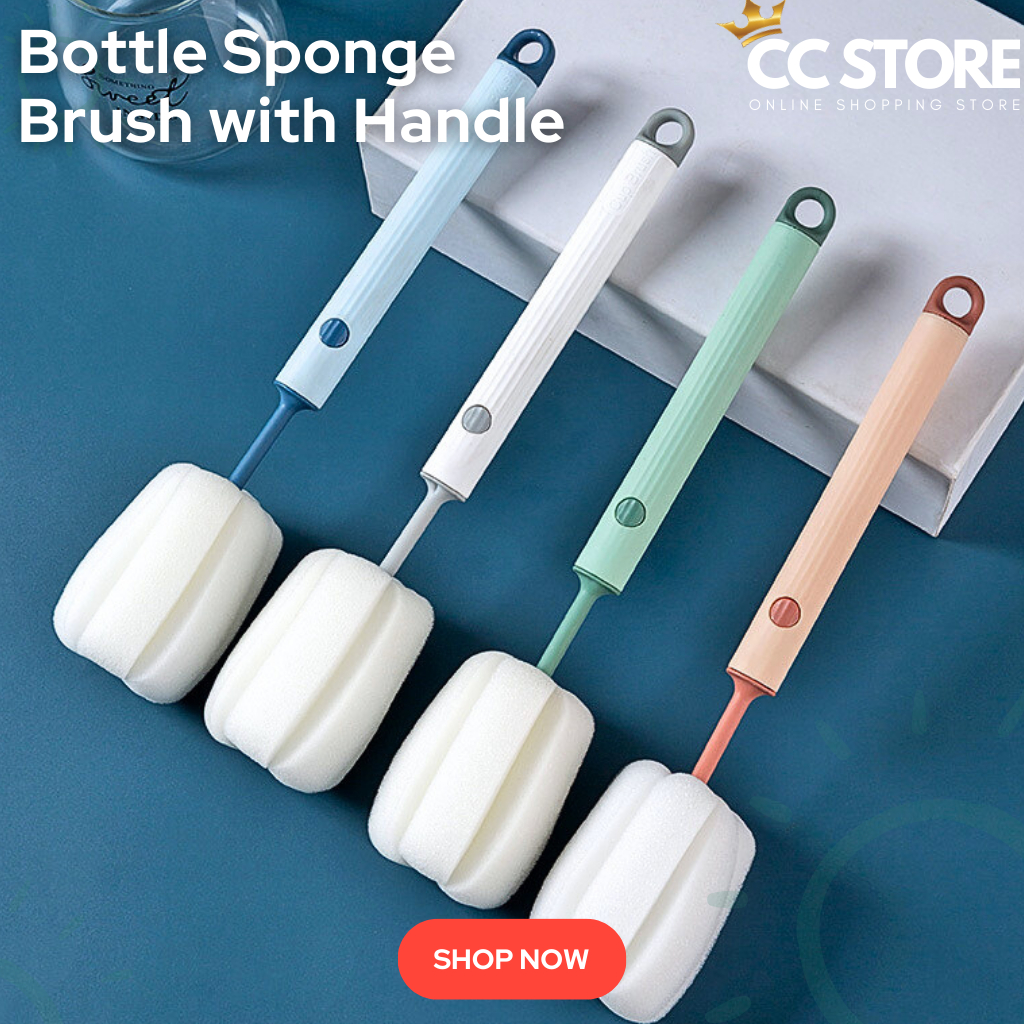 Bottle Sponge Brush with Handle Kitchen Sponge Cup Brush With Handle ...