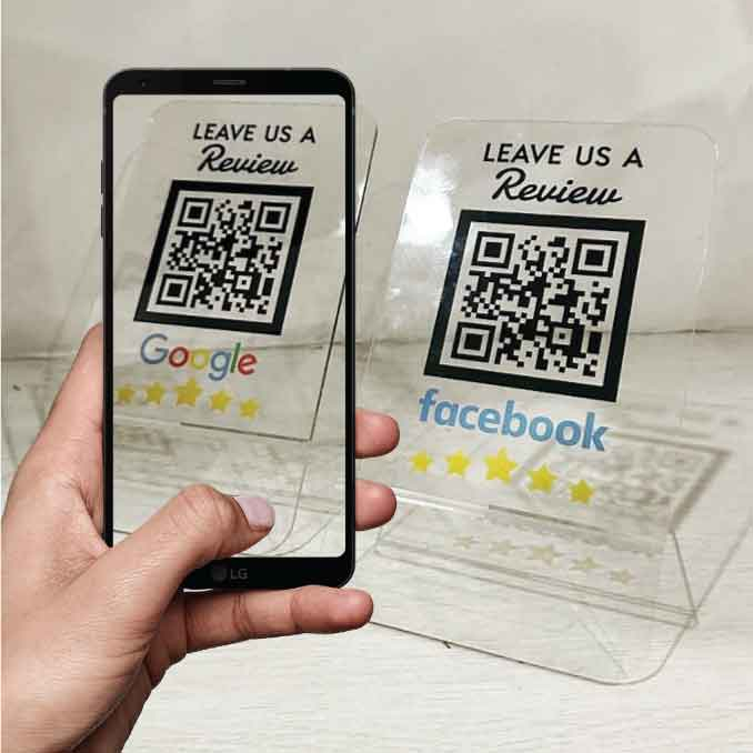 Transparent 5 Star Review QR Code Business Reviews Pedestal Sign Leave ...