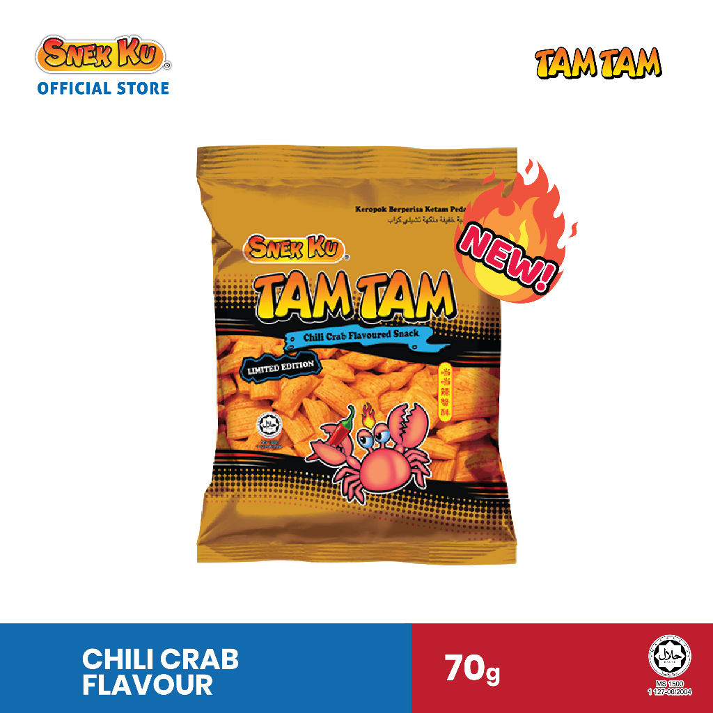 Snek Ku Tam Tam Chili Crab Flavoured Snacks (70g) | Shopee Singapore