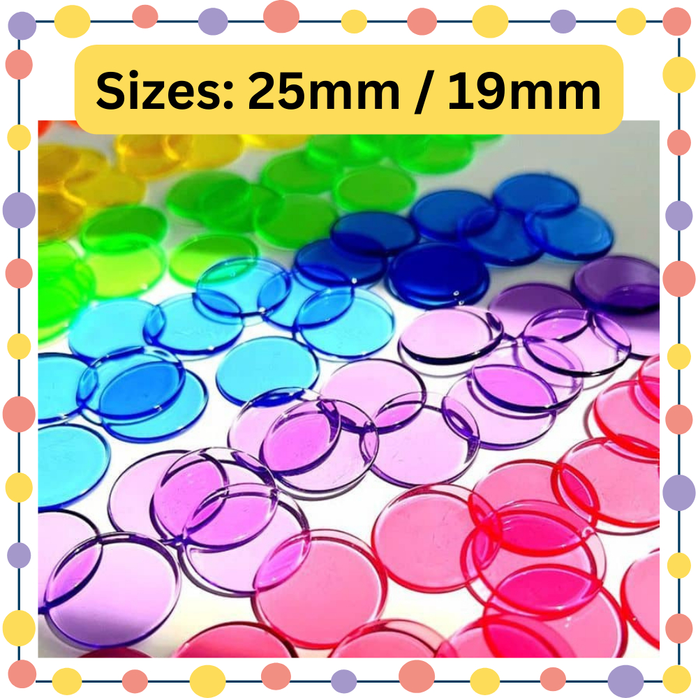 [100pcs] 25mm/19mm Plastic clear Counting Chips Math Toys Bingo Chips ...