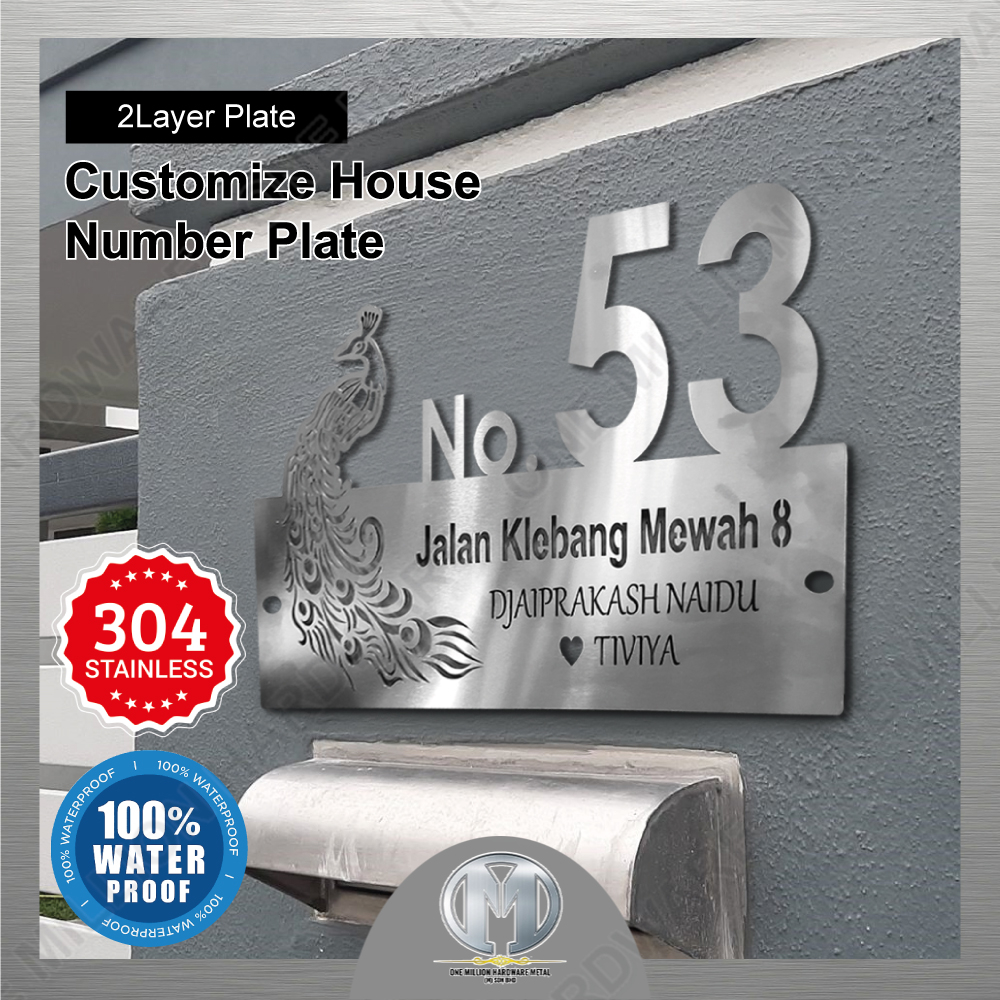1Layer Modern House Number Plate 3D Customized Stainless Steel ...