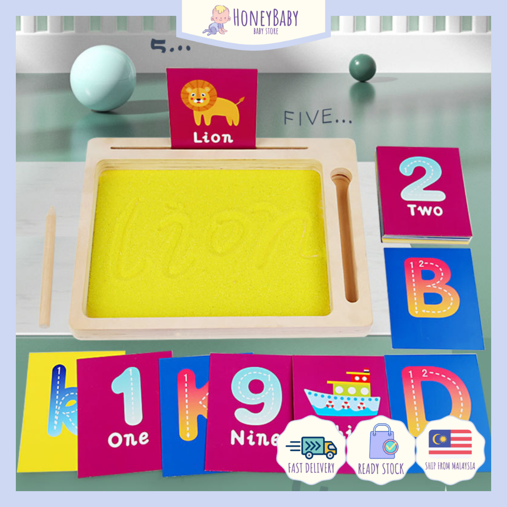 HONEYBABY Sand Tracing Tray Wooden Montessori Sand Tray With Lid For ...
