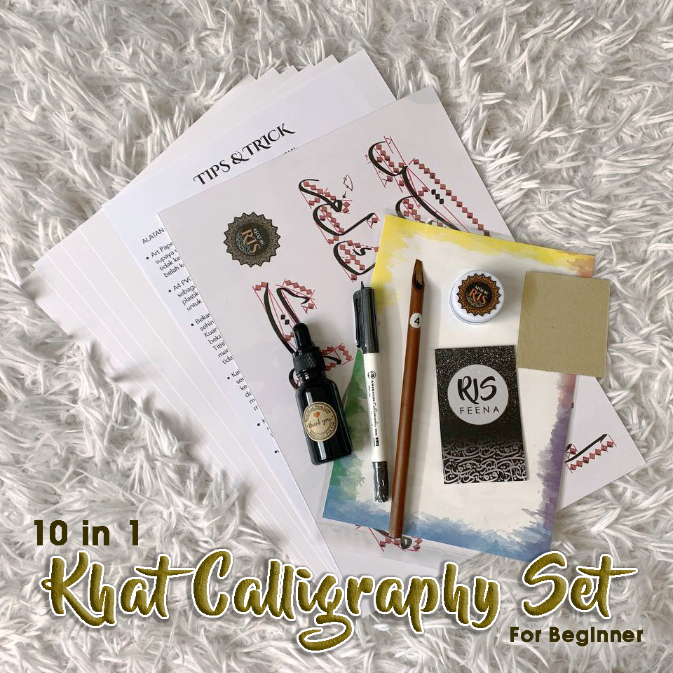 (Beginner Set) 10 in 1 Khat Calligraphy Set Islamic Art - Set Alatan ...
