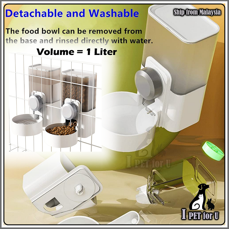 Automatic Replenish Pet Feeder, 1L Capacity Auto Gravity Cage Hanging ...