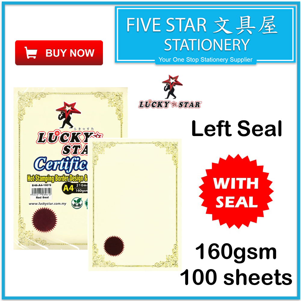 fivestar2u Red Seal Certificate Paper 100's Kertas Sijil with Red Seal ...