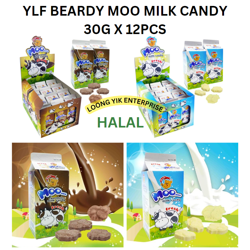 YLF BEARDY MOO MILK TABLET 30G X 12PCS CHOCOLATE CANDY (HALAL) | Shopee ...
