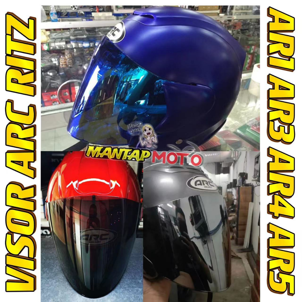 VISOR ARC RITZ AR1 AR3 AR4 AR5 SMOKE TINTED DARK BLACK SILVER CHROME ...