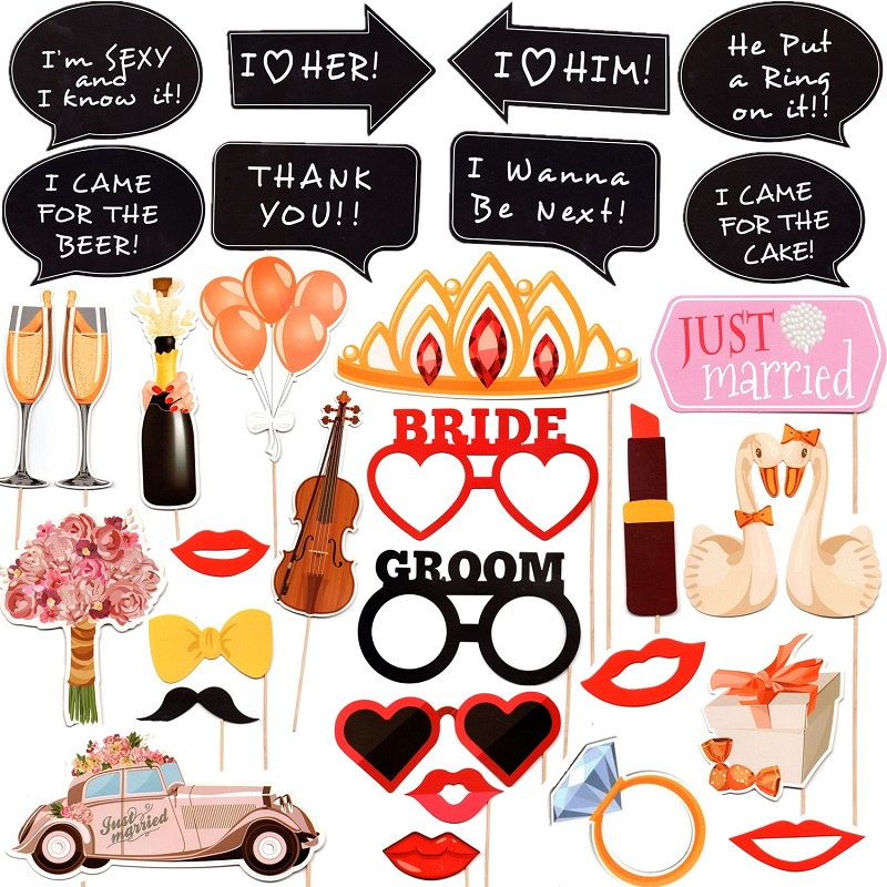 Photo Booth Props Wedding Party black Birthday Decoration Photobooth ...
