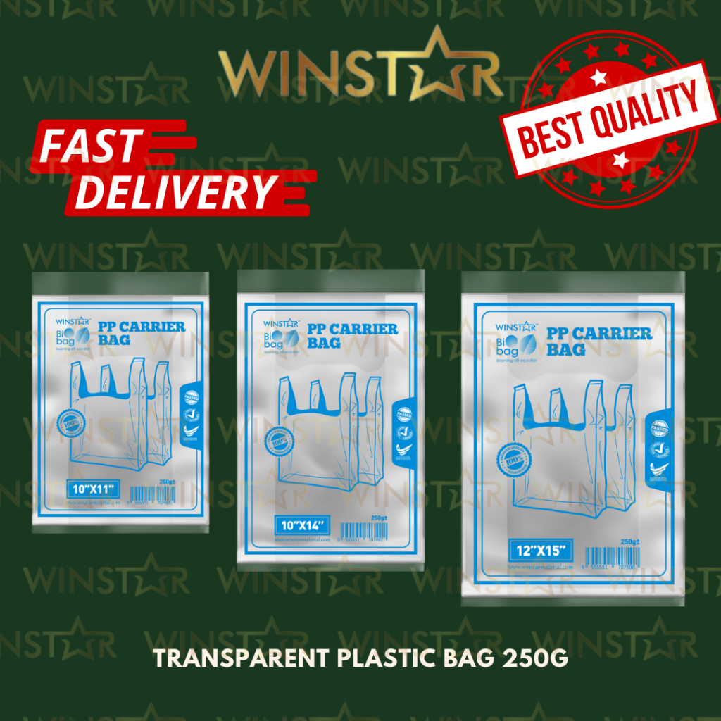 BEG PLASTIK TRANSPARENT TEBAL | WINSTAR PP CARRIER BAG 250G TRANSPARENT ...