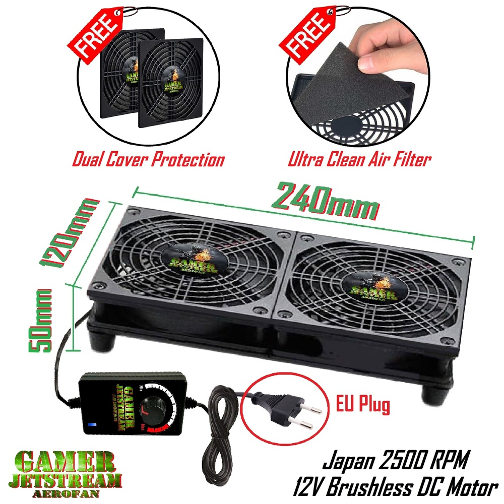 2 Fan With&Non Speed GAMER JETSTREAM AEROFAN Electric 12V Super Silent ...