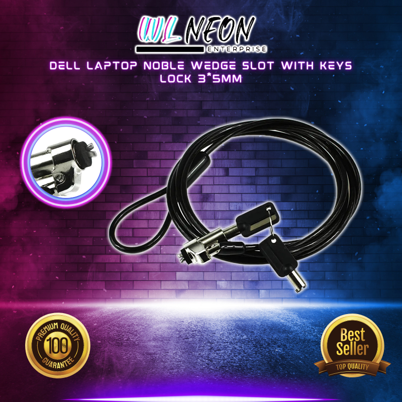 DELL NOBLE WEDGE KEY LOCK 3*5MM LAPTOP CABLE LOCK 1.8M | Shopee Singapore