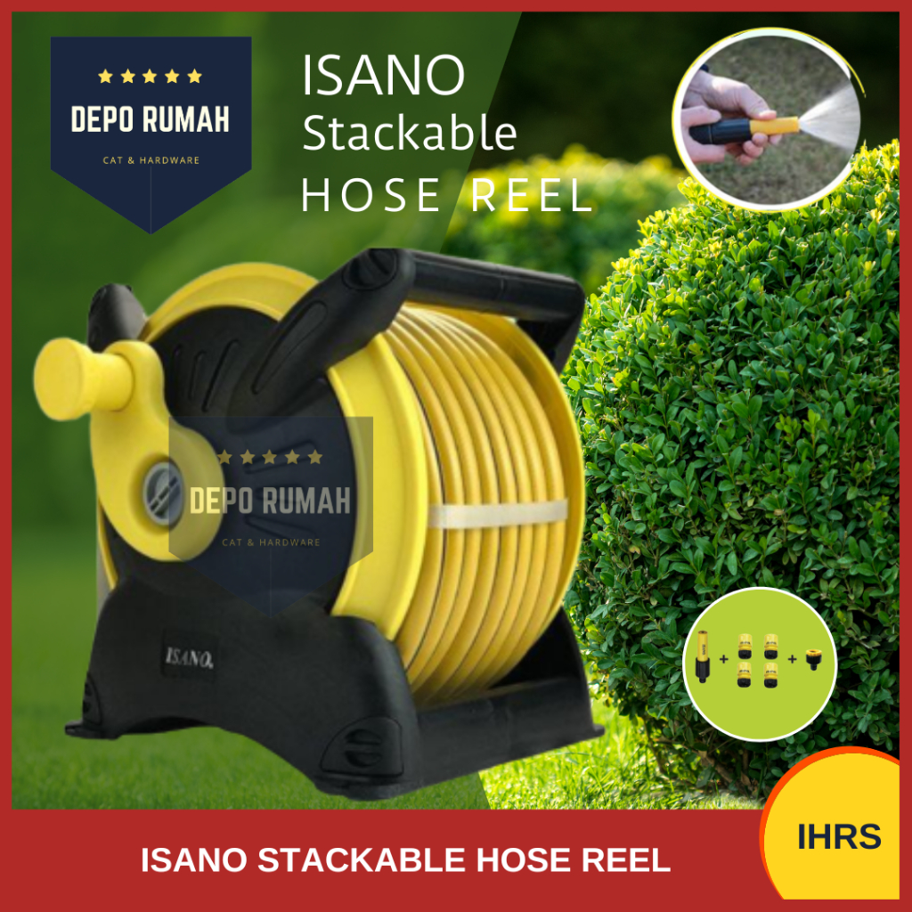 DEPORUMAH [NEW] ISANO Water Hose Reel Pipe Garden 15m & 20m Wall ...