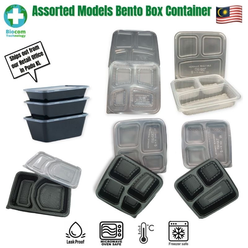 ALL MODELS 50set± Plastic 1-5 Compartment Container With Lid (1set ...