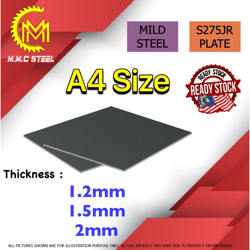 Mild Steel Plate Besi plate (A4 Size tebal 1MM / 1.5MM / 2MM) | Shopee ...