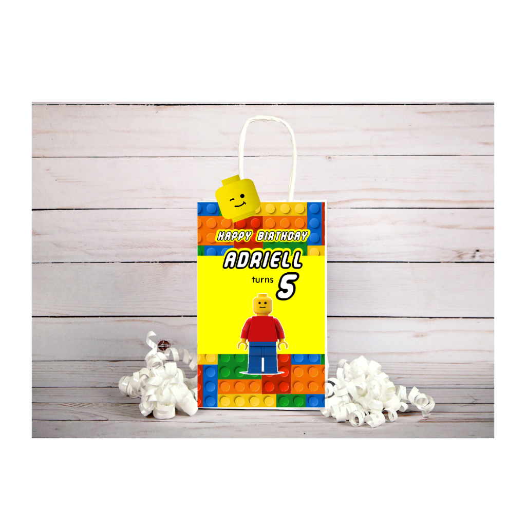 Lego Theme Goodie Paper Bag Birthday Stickers Paper Tag for Birthday ...