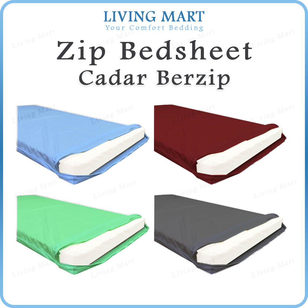 Zip Bedsheet 100% Cotton 2‘/4'/6'/ Cadar Single Queen Zipped U Shape ...