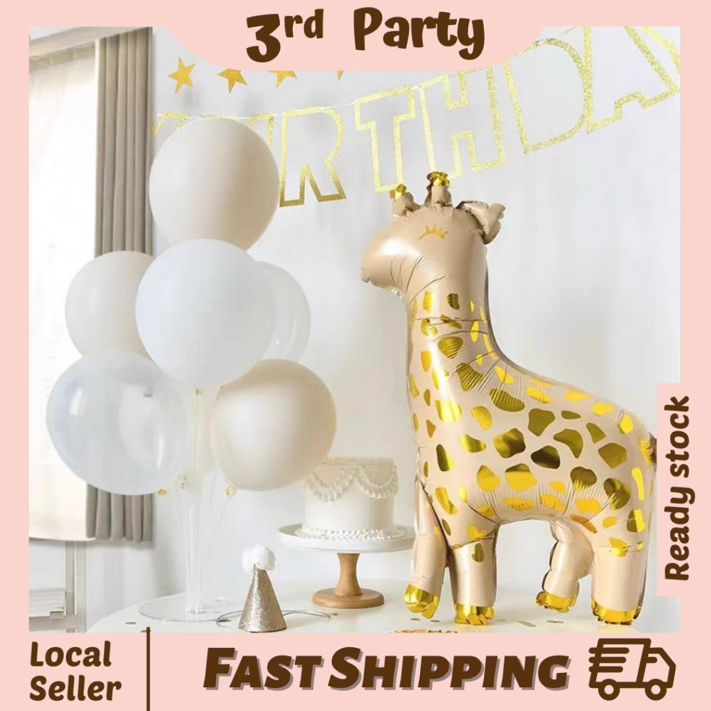INS Theme Gold Happy Birthday Flag Banner Balloon Jungle Giraffe Baby ...